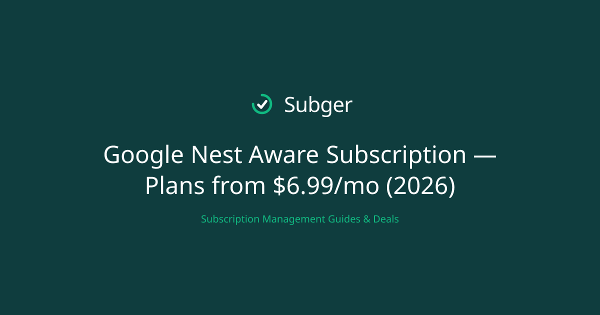 Google Nest Aware Subscription — Plans from $6.99/mo (2026) | Subger