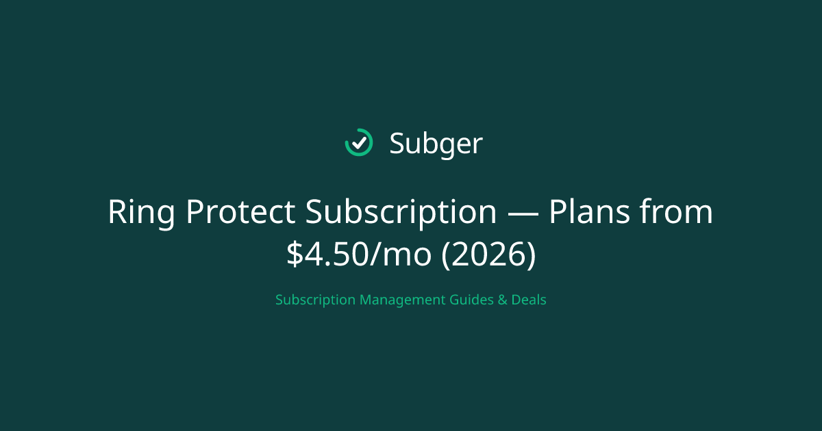 Ring Protect Subscription — Plans from $4.50/mo (2026) | Subger